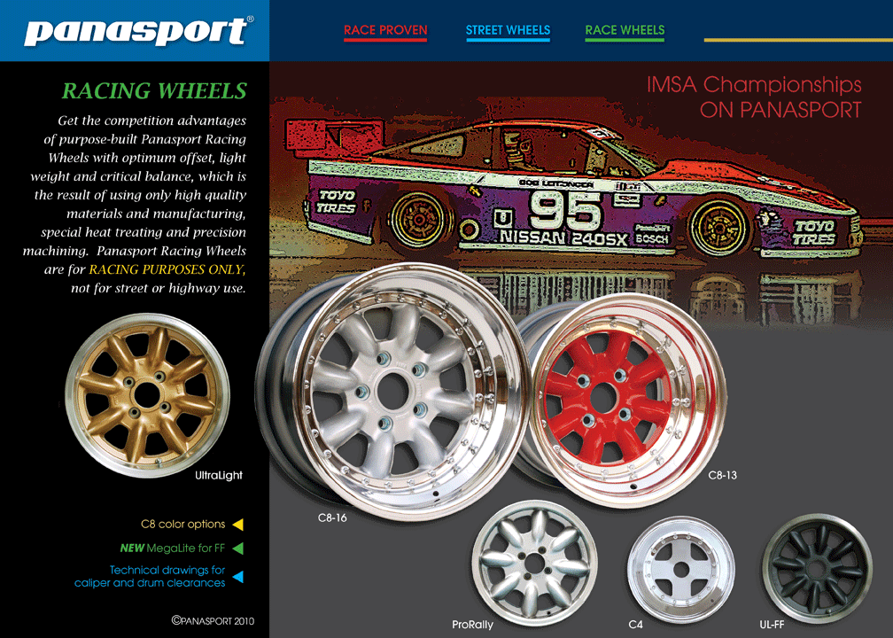 Panasport Racing Wheels, high performance, lightweight, economical, one piece cast, modular ...